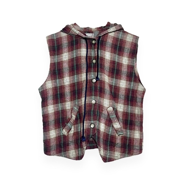 Vintage | Jackets & Coats | Vintage Punch Plaid Hooded Y2k Vest | Poshmark